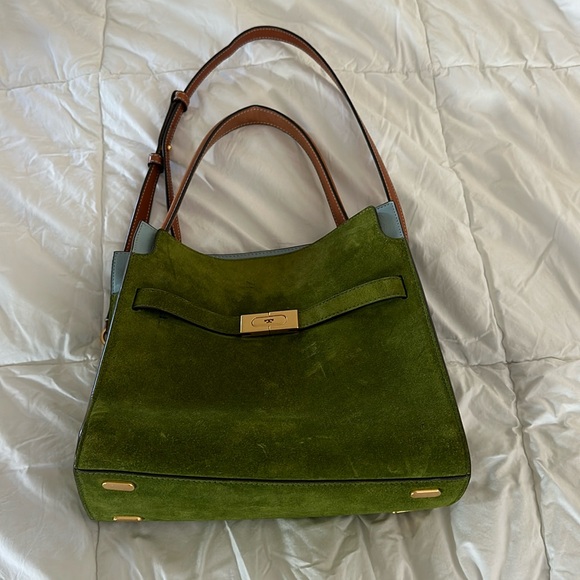 Tory Burch | Bags | Tory Burch Lee Radziwill Green Suede Purse | Poshmark